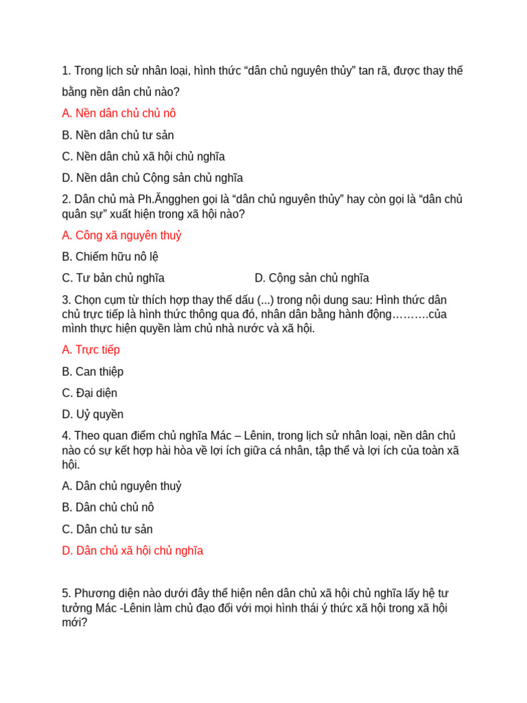 Cau Hoi Trac Nghiem | PDF