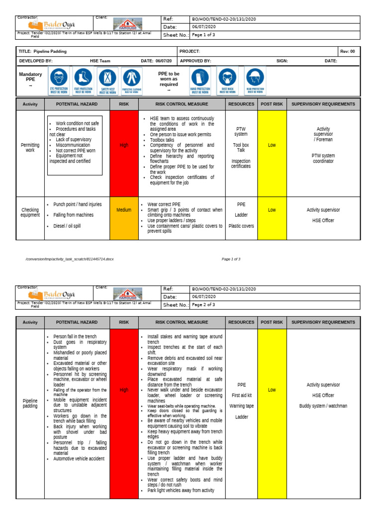 Pipeline Padding......... | PDF | Personal Protective Equipment | Safety