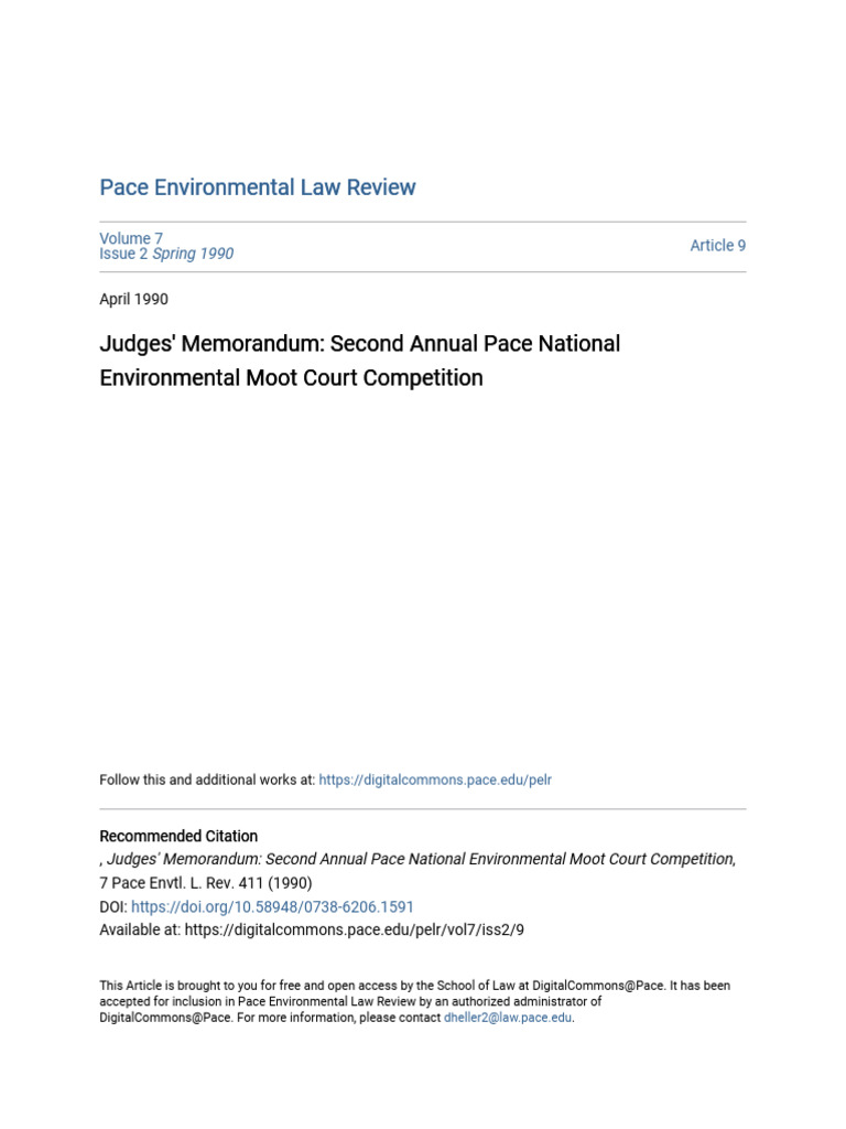 Judges' Memo: Pace Environmental Moot Court | PDF | Chevron U.S.A ...