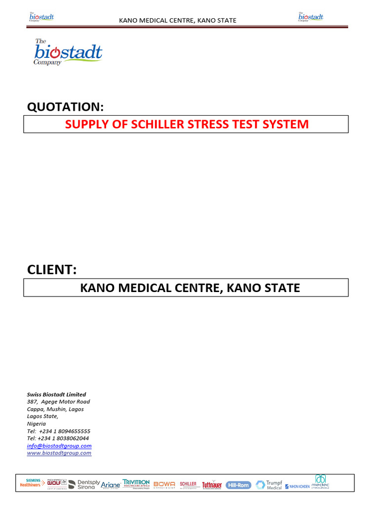 Kano Medical Centre Kano - SCHILLER STRESS TEST SYSTEM - NGN17102024 ...