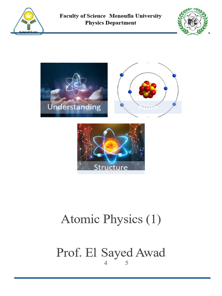 Course on Atomic Physics at Menoufia University | PDF | Electron | Atoms