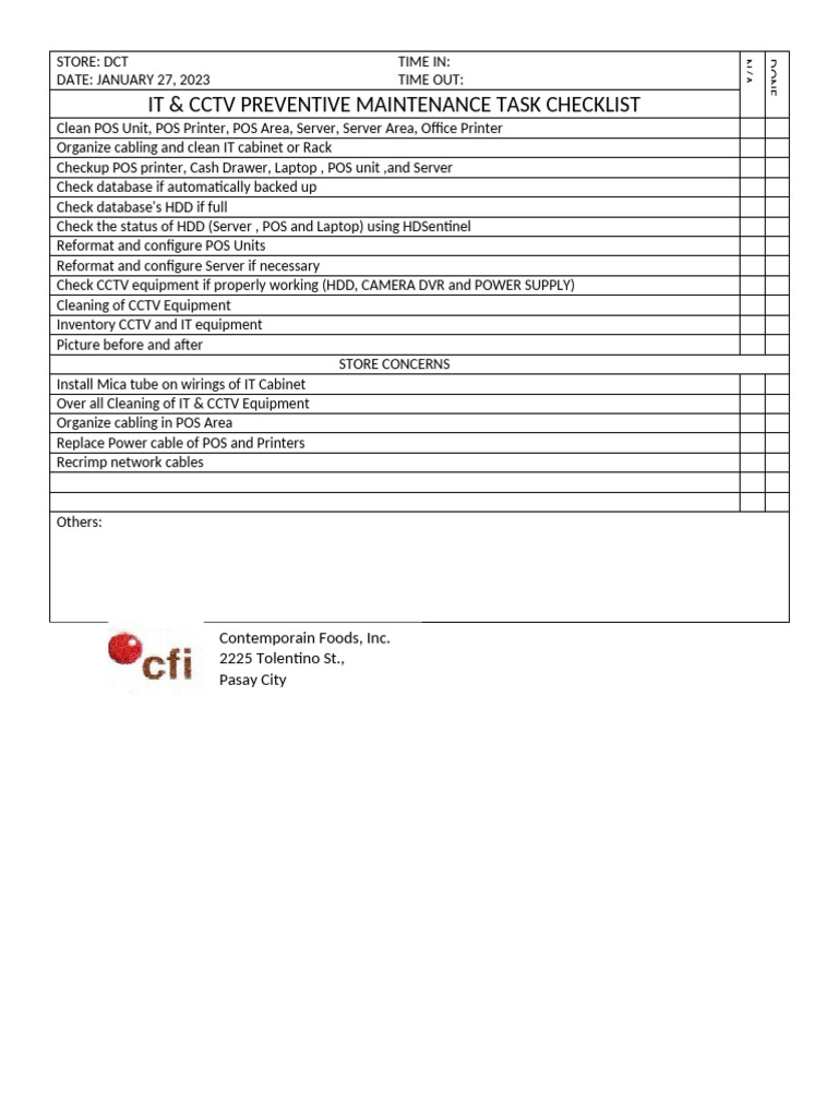 DCT PM Checklist | PDF