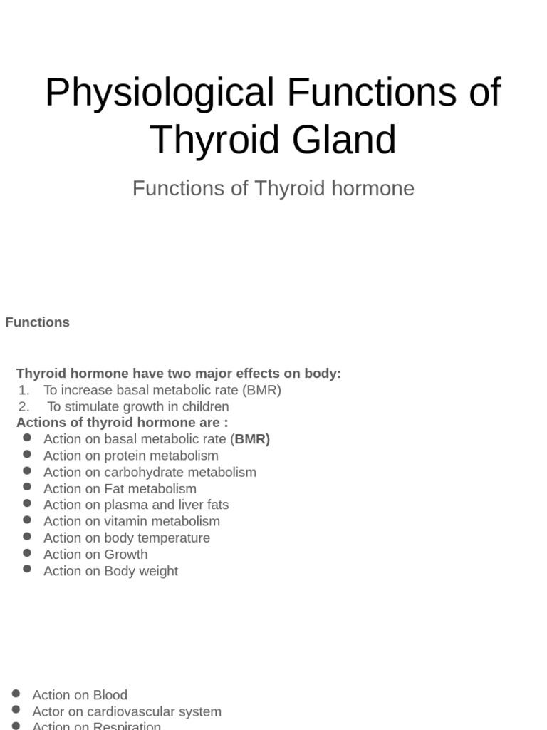 Physiological Functions of Thyroid Gland | PDF | Metabolism | Thyroid