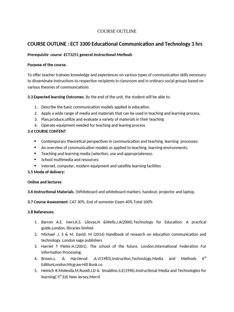 Course Outline Ect 3300 | PDF
