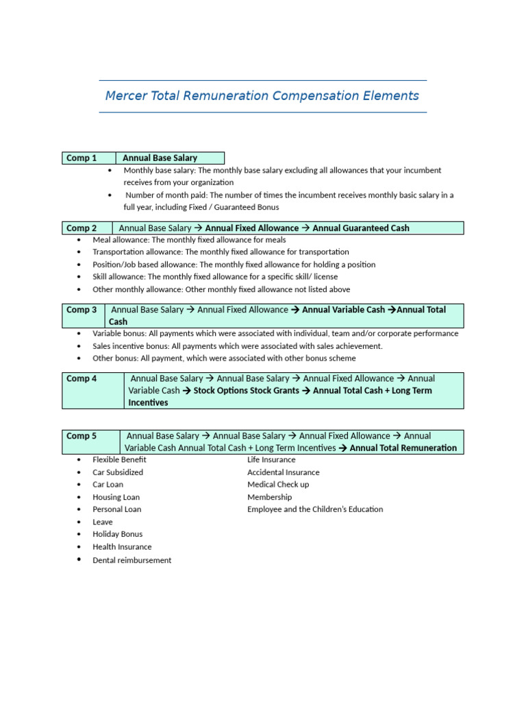 Mercer Total Remuneration - Guide | PDF | Finance & Money Management