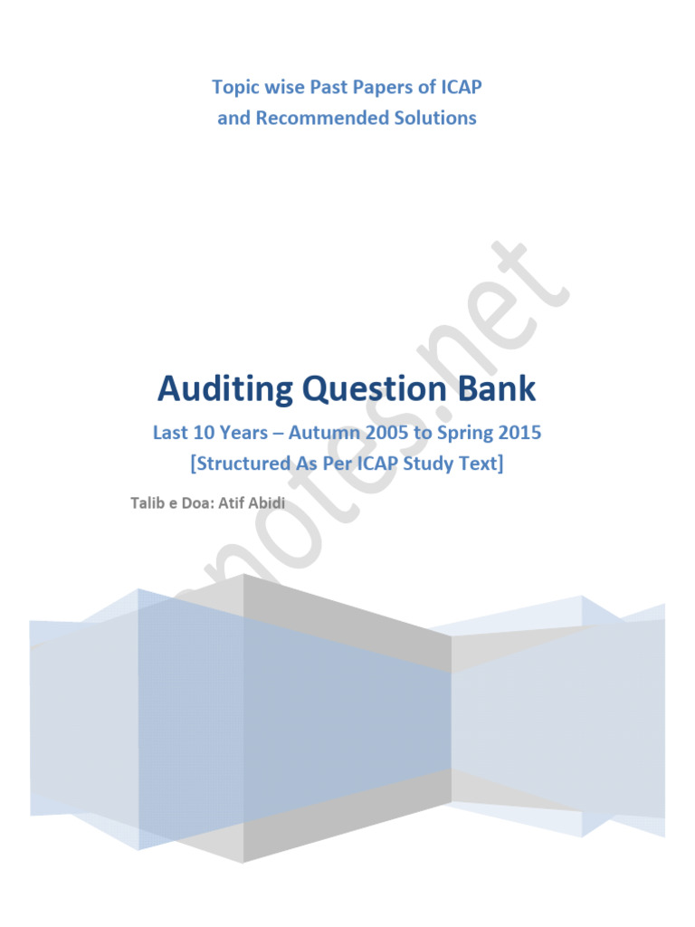 Audit Question Bank (Final) Till S-15 | PDF | Audit | Accountant