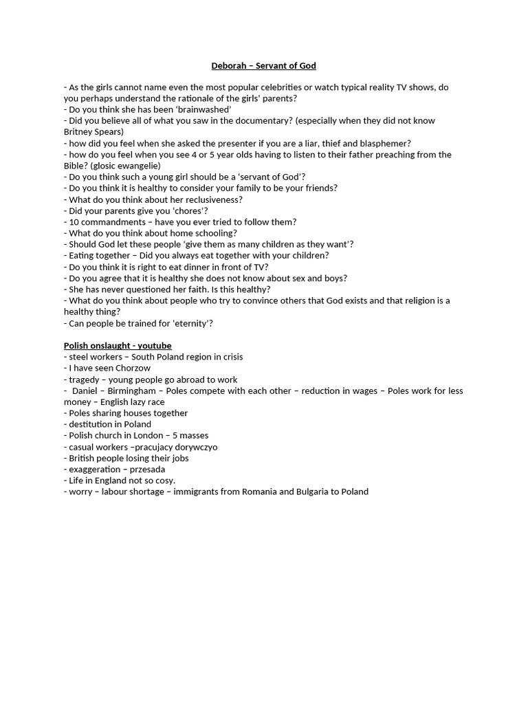 DOCUMENTARY QUESTIONS | PDF