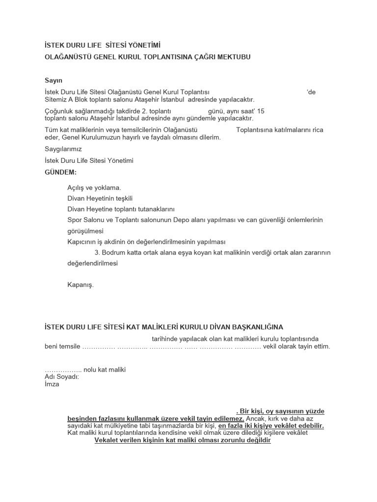 Olağanüstü Genel Kurul | PDF