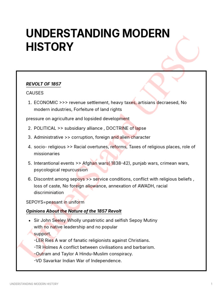 Understand Upsc Modern History Notes | PDF | Mahatma Gandhi | British Raj