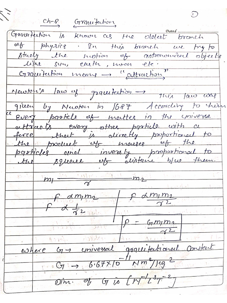Gravitation Notes 11 | PDF