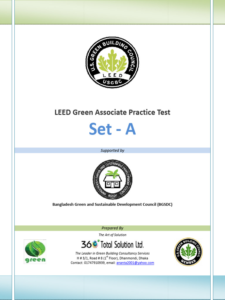 LEED GA Practice Test Set - A | PDF | Green Building | Efficient Energy Use