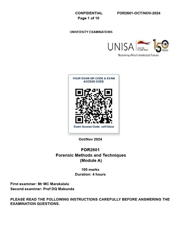 For2601 Eqp 28 Oct 2024 | PDF | Plagiarism | Academic Integrity