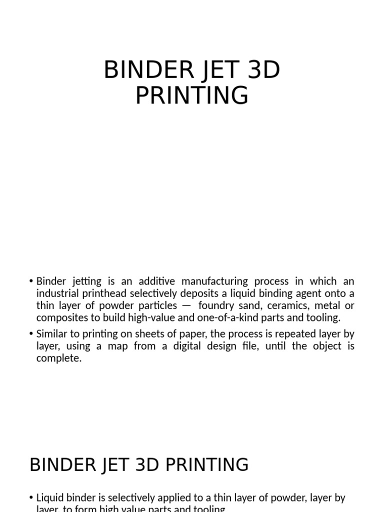 Overview of Binder Jet 3D Printing | PDF | Sintering | 3 D Printing