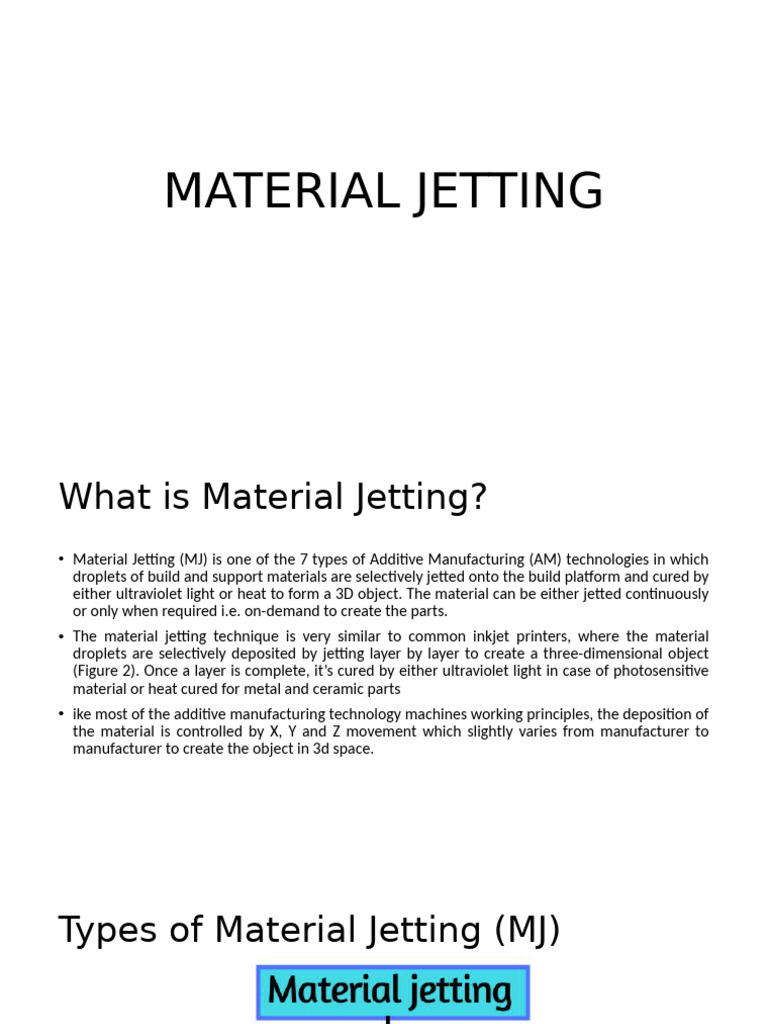 Overview of Material Jetting Techniques | PDF | 3 D Printing | Nanoparticle