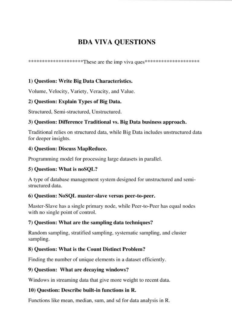 Sem 7 Comps BDA VIVA QA | PDF | Home & Garden | Technology & Engineering