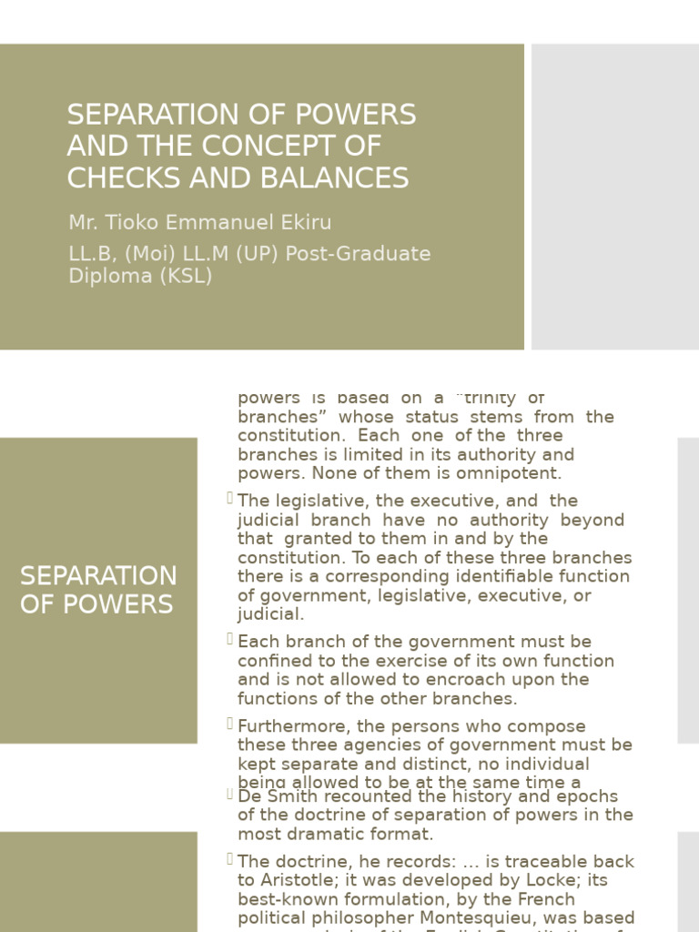 Separation of Powers and The Concept of Checks and Balances | PDF ...