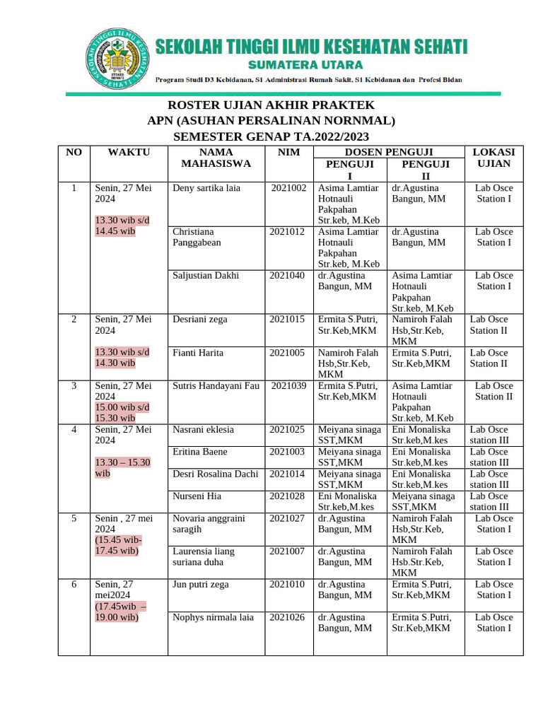 Jadwal Ujian Praktek Sem Genap 2024 | PDF | Indonesia