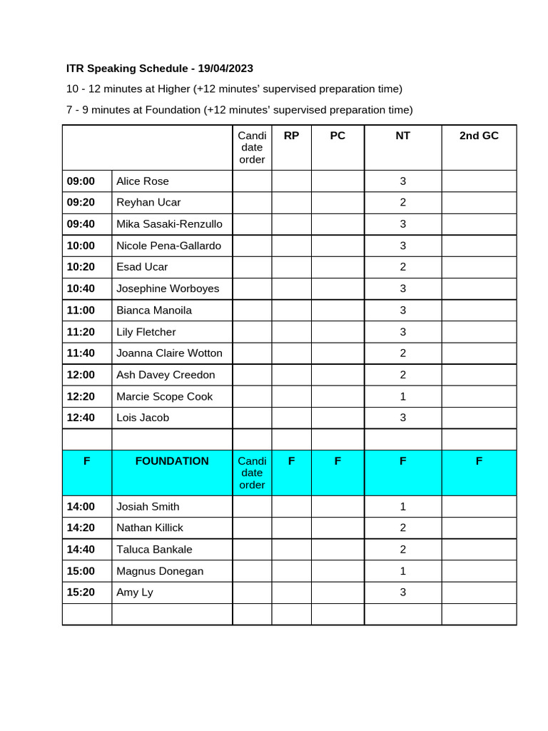 DPR ITR Speaking+Schedule+ +19+04 | PDF