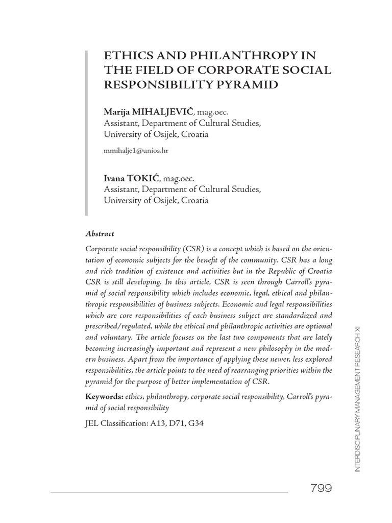 782829.ethics and Philanthropy in The Field of Corporate Social ...