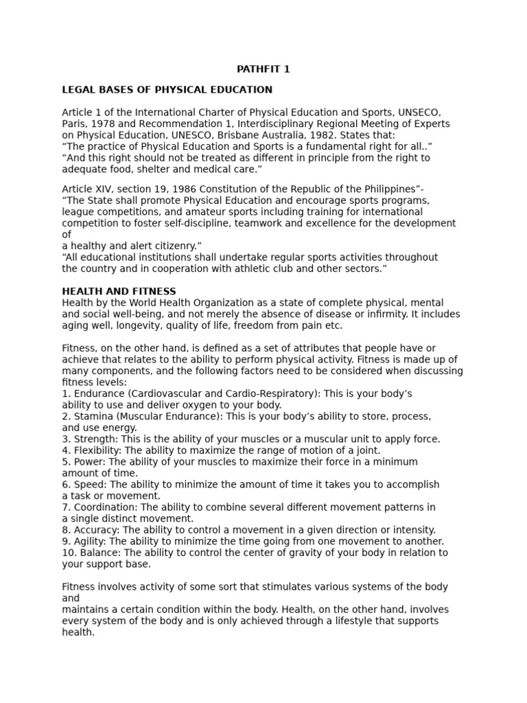 PATHFIT 1 Pointers For Exam | PDF | Muscle | Physical Fitness