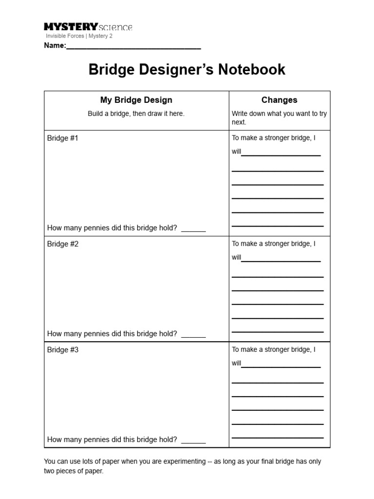 Bridge Designer's Notebook | PDF