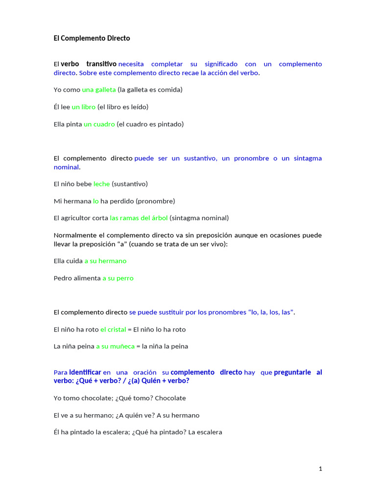 El Complemento Directo Indirecto Circunstancial | PDF | Objeto (gramática) | Asunto (gramática)