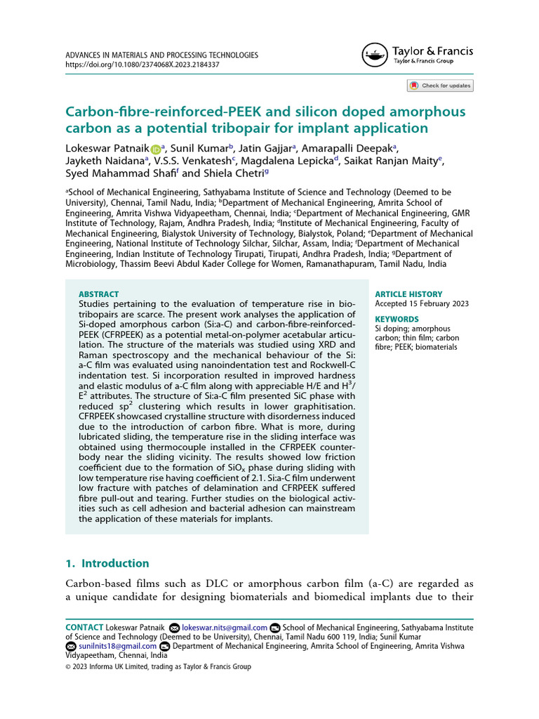 1 - Carbon-Fiber-Reinforced-PEEK and Silicon Doped Amorphous Carbon As ...