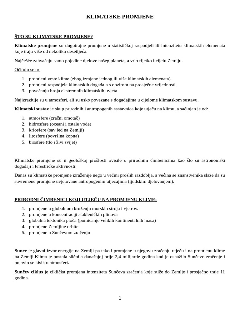 Klimatske Promjene I More | PDF