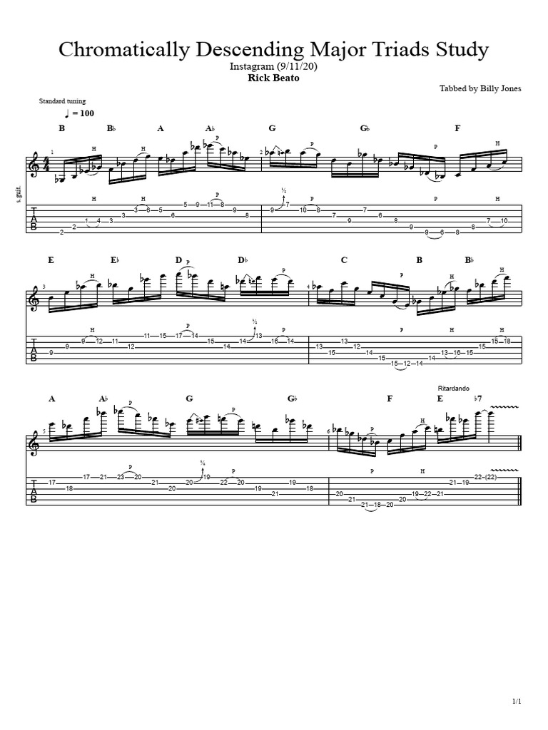 Chromatically Descending Major Triads Study Instagram (9 - 11 - 20 ...