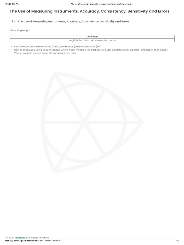 The Use Of Measuring Instruments Accuracy Consistency Sensitivity And Errors Pdf