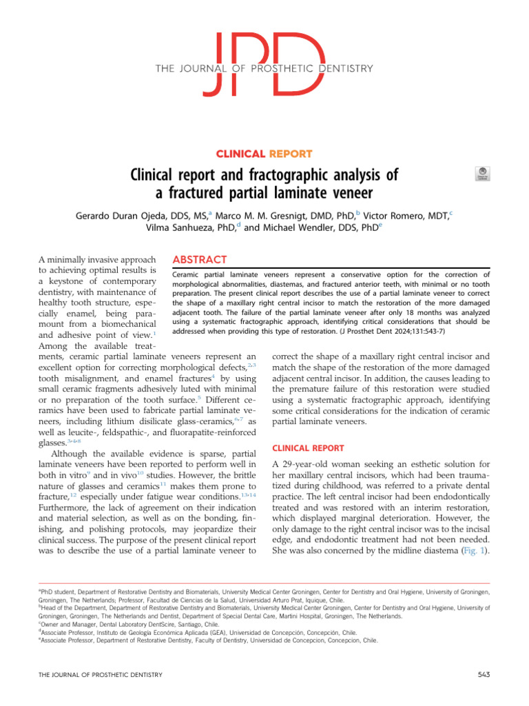 Clinical Report and Fractographic Analysis of A Fractured Partial ...