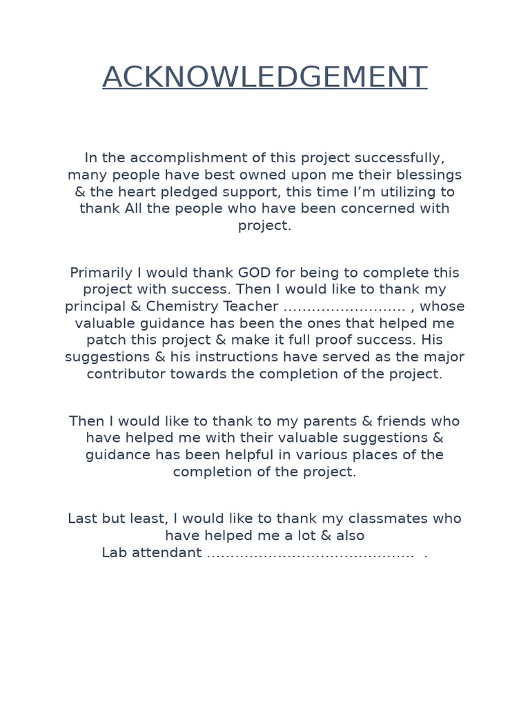 Acknowledgement | PDF | Career & Growth | Art