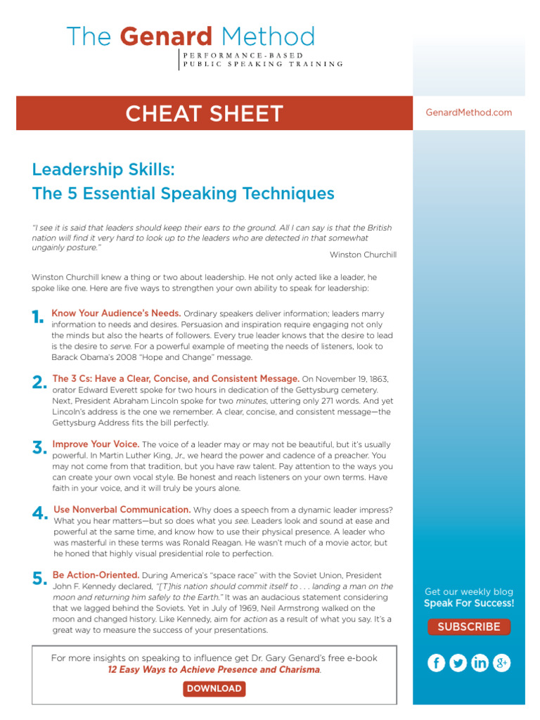 Leadership Speaking Techniques Guide | PDF | Politics | Self-Improvement