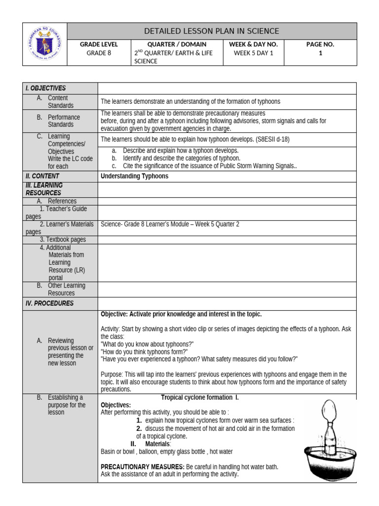 lesson plan in Typhoons | PDF | Atmosphere Of Earth | Tropical Cyclones