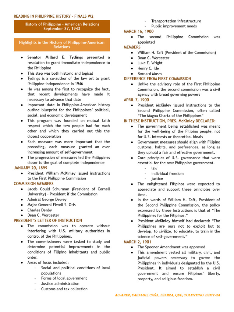 Phil Hist Reading Materials W2 | PDF | Philippines | President Of The Philippines