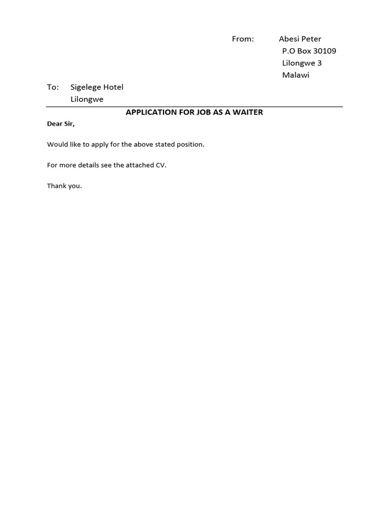 Abesi Peter Application Letter | PDF