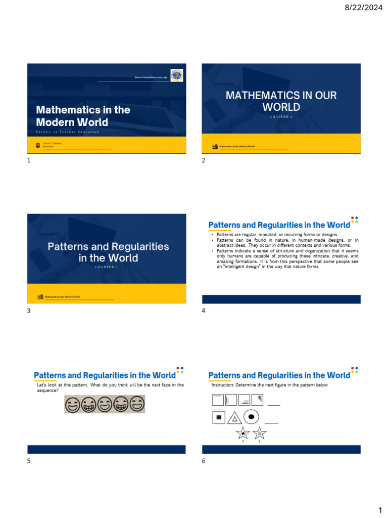 Chapter 1 - Mathematics in Our World | PDF | Symmetry | Pattern