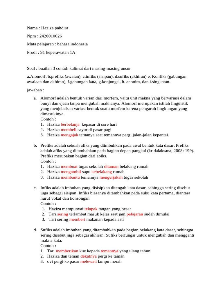 Contoh Imbuhan dalam Bahasa Indonesia | PDF | Seni & Disiplin Bahasa