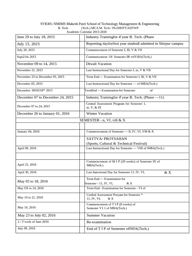 Revised Academic Calendar 2015 2016 | PDF | Academic Term | Academia