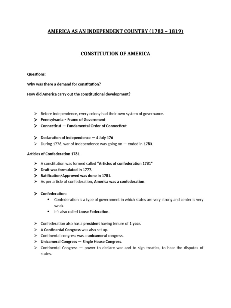 5 - America As An Independent Country | PDF | Constitutional Convention ...