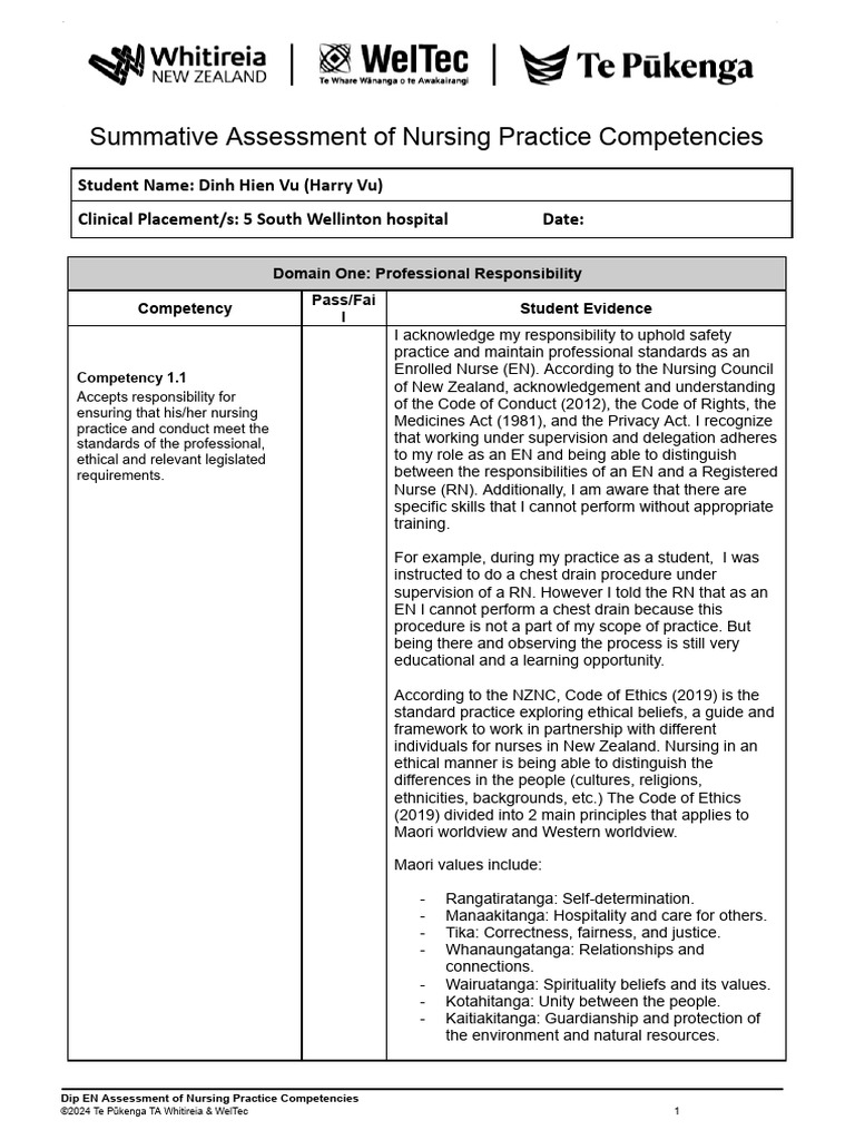Nursing Practice Competency Assessment | PDF | Nursing | Clinical Medicine