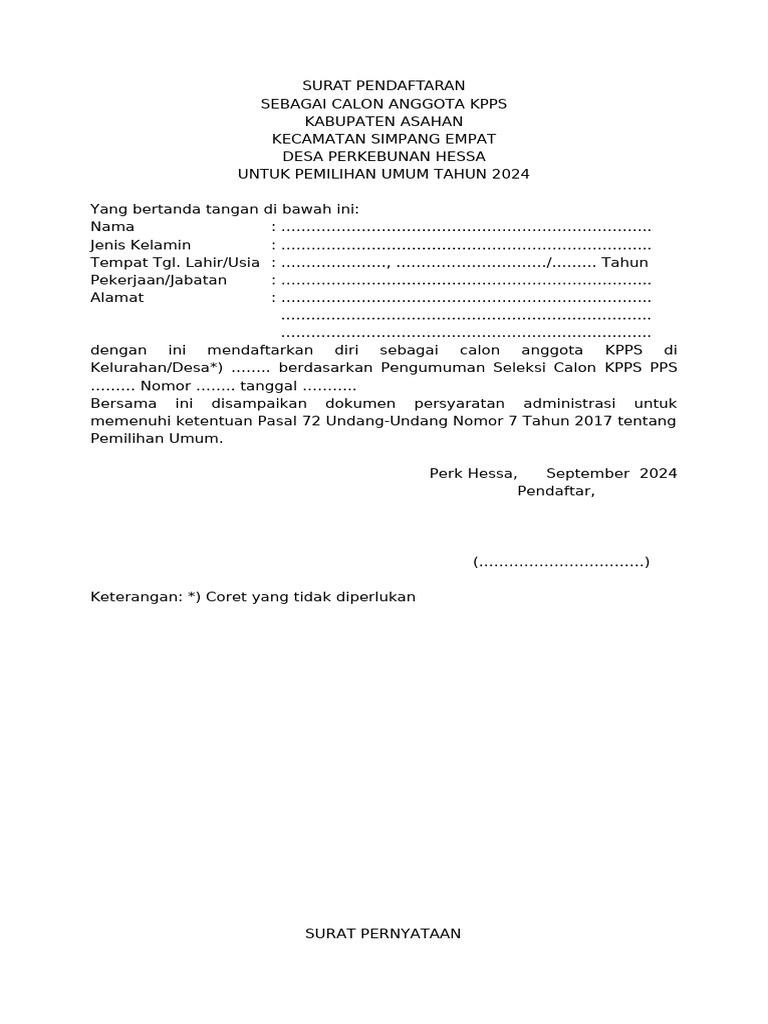 Pendaftaran KPPS 2024 | PDF