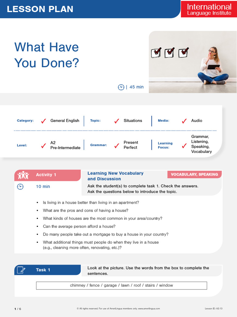 A2-13 Lesson Plan What Have You Done | PDF | Grammatical Tense ...