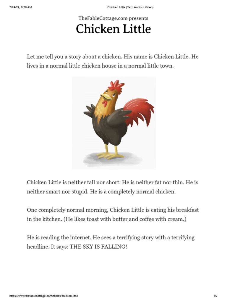Chicken Little: The Sky is Falling Story | PDF