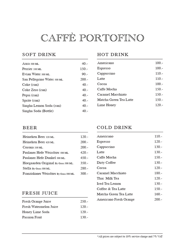 Menu Caffe Portofino Final | PDF