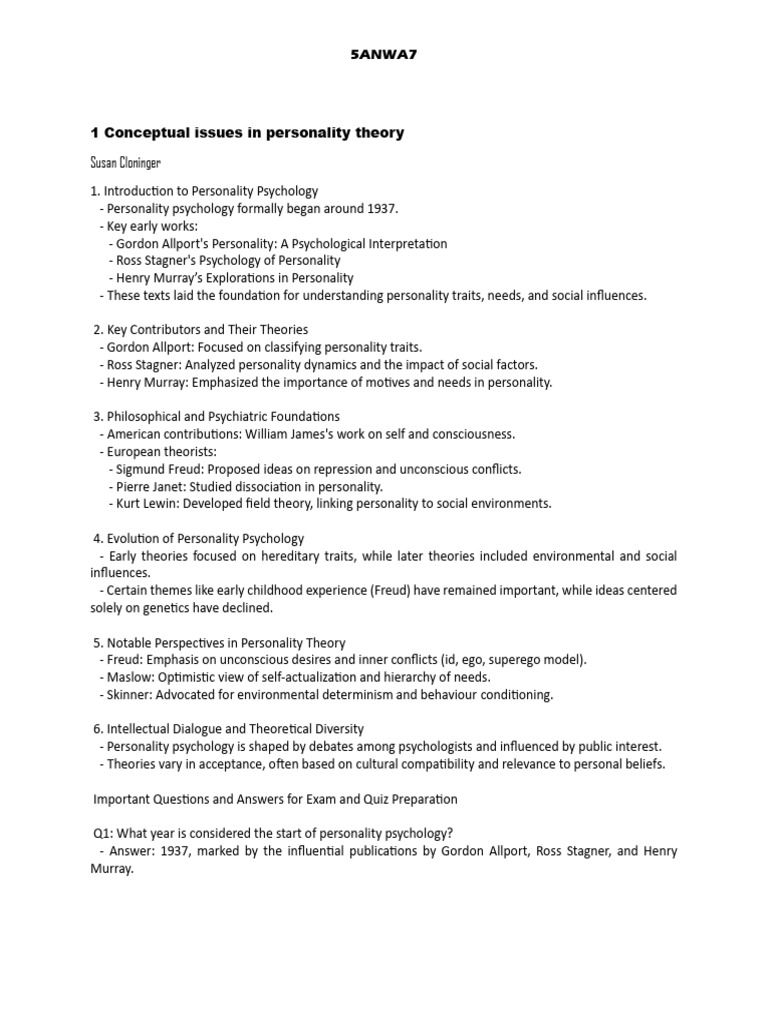 personality psychology | PDF | Humanistic Psychology | Personality Psychology