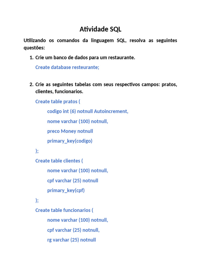 Atividade SQL-1 23.11 | PDF