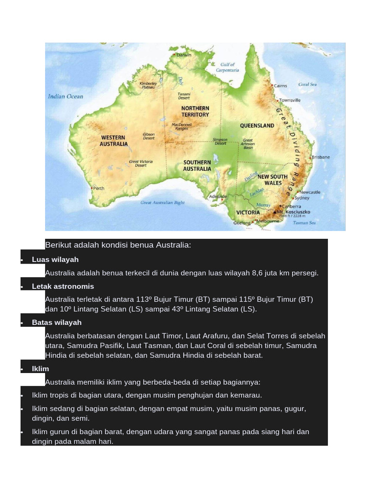 Geografi dan Iklim Benua Australia | PDF