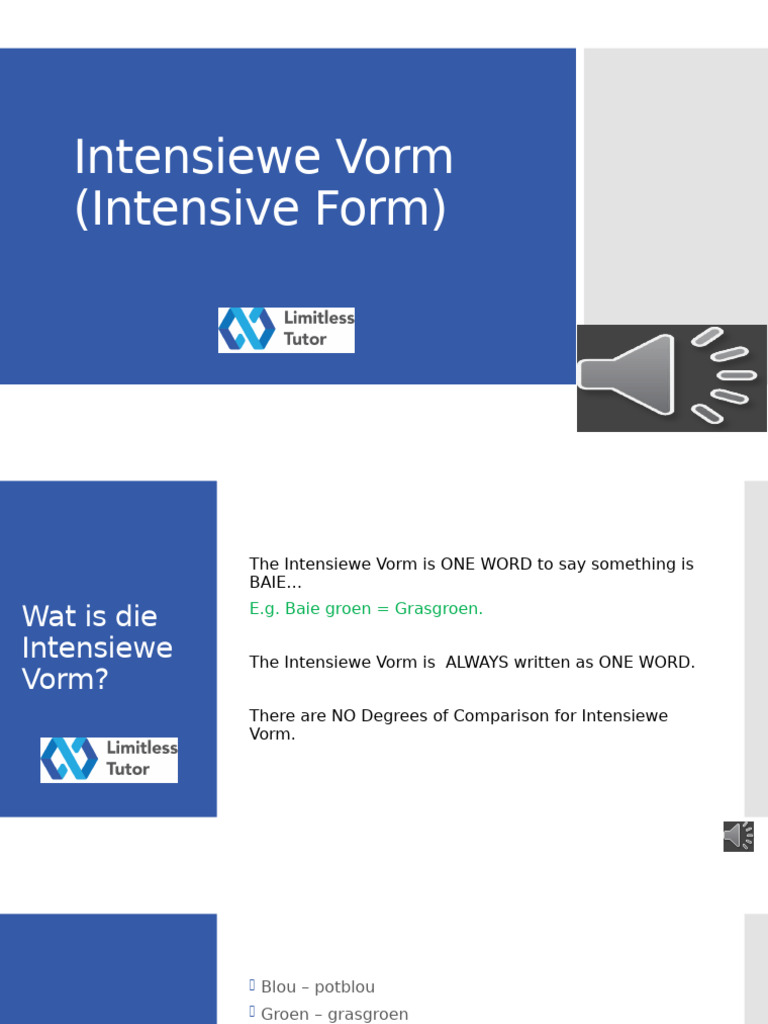 Intensiewe Vorm Explanantion | PDF | Language Arts & Discipline ...