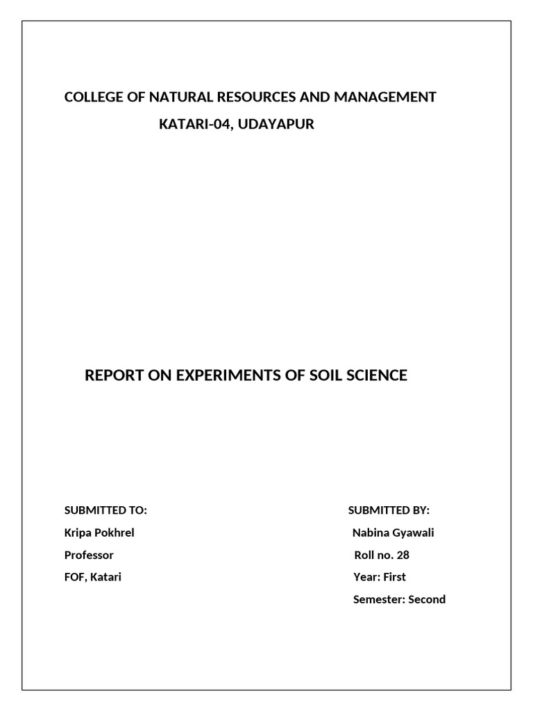 Kripa Maam Soil Practical Report | PDF | Soil | Ph